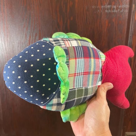 Toys | Handmade Patchwork Colorful Fish Plush Red Blue Polka Dot Plaid ...